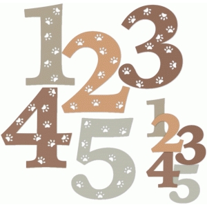 Silhouette Design Store - View Design #72921: doggy paw print numbers 1-5