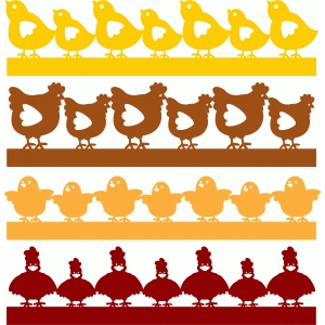 Silhouette Design Store - View Design #62122: chicken borders set