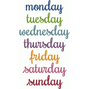 Silhouette Design Store - View Design #60833: script days of week