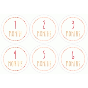 Silhouette Design Store - View Design #74045: month stickers 1-6 pink