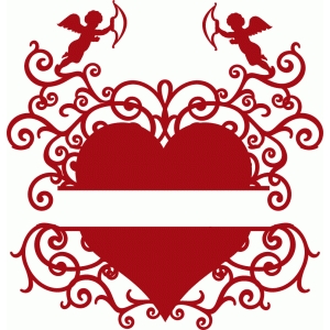Silhouette Design Store - View Design #72537: split heart title with cupids