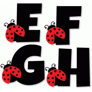 Silhouette Design Store - View Design #78498: ladybug alphabet - e f g h