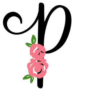 Silhouette Design Store - View Design #265769: cursive floral monogram p